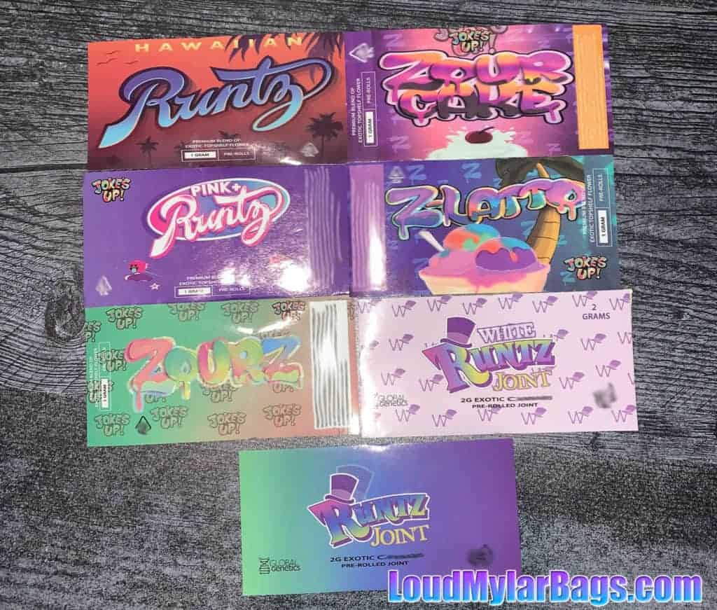 Runtz Pre-roll Stickers (Jokes Up) Style 1g And 2g - Loud Mylar Bags ...